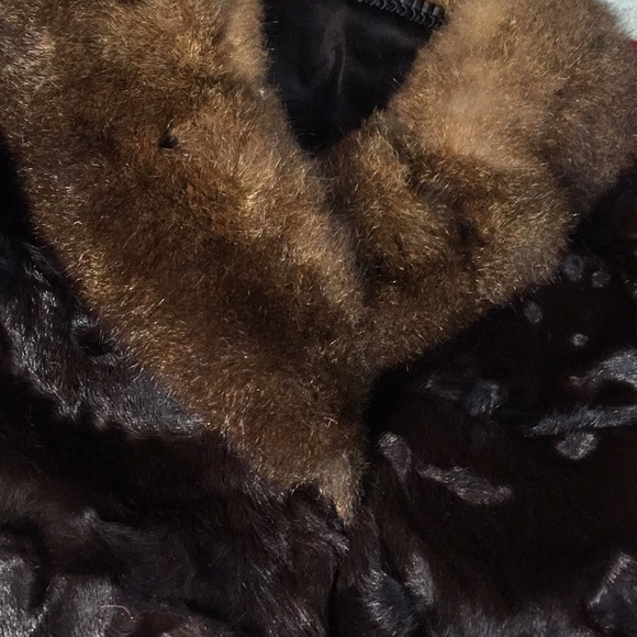 Jackets & Coats | Vintage Real Mink Fur Coat Real Fur Collar Brown ...